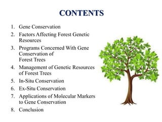 Gene Conservation, Types, Management and Advantages | PPTX