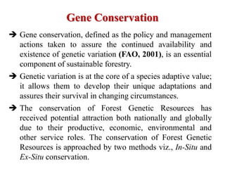 Gene Conservation, Types, Management and Advantages | PPTX