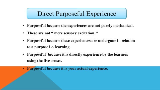 Lesson 7; Direct purposeful experience