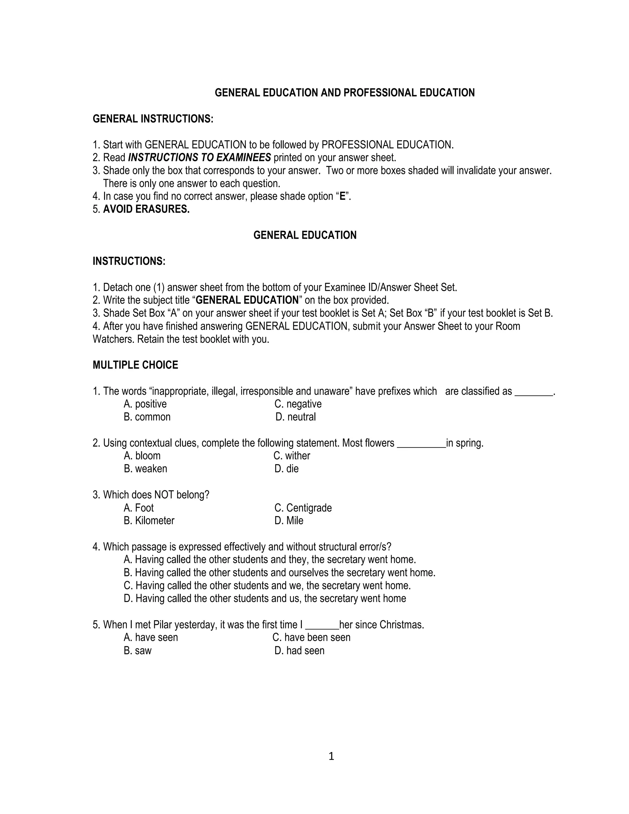 General Education Drills | DOC