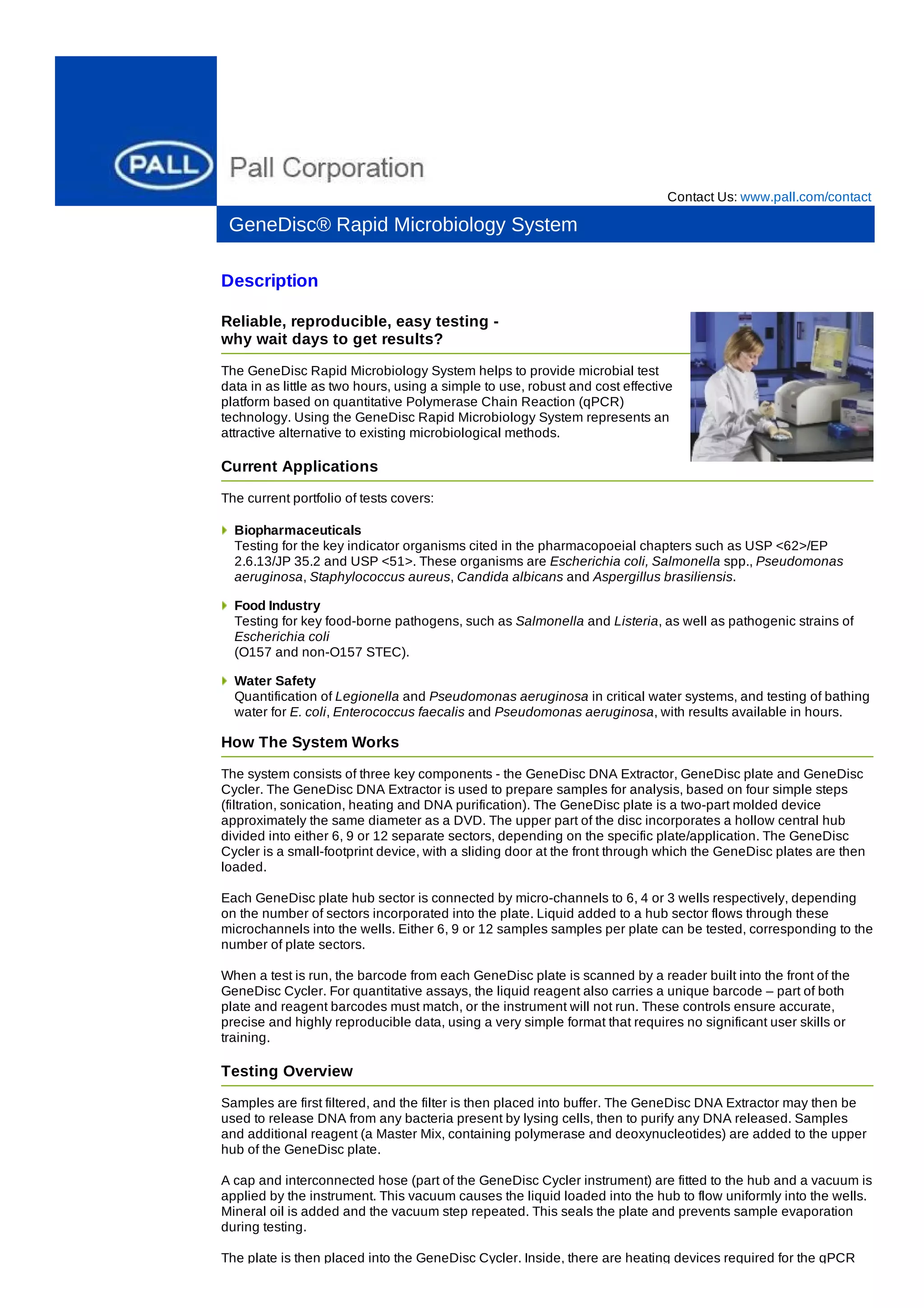 Gene disc® rapid microbiology system | PDF