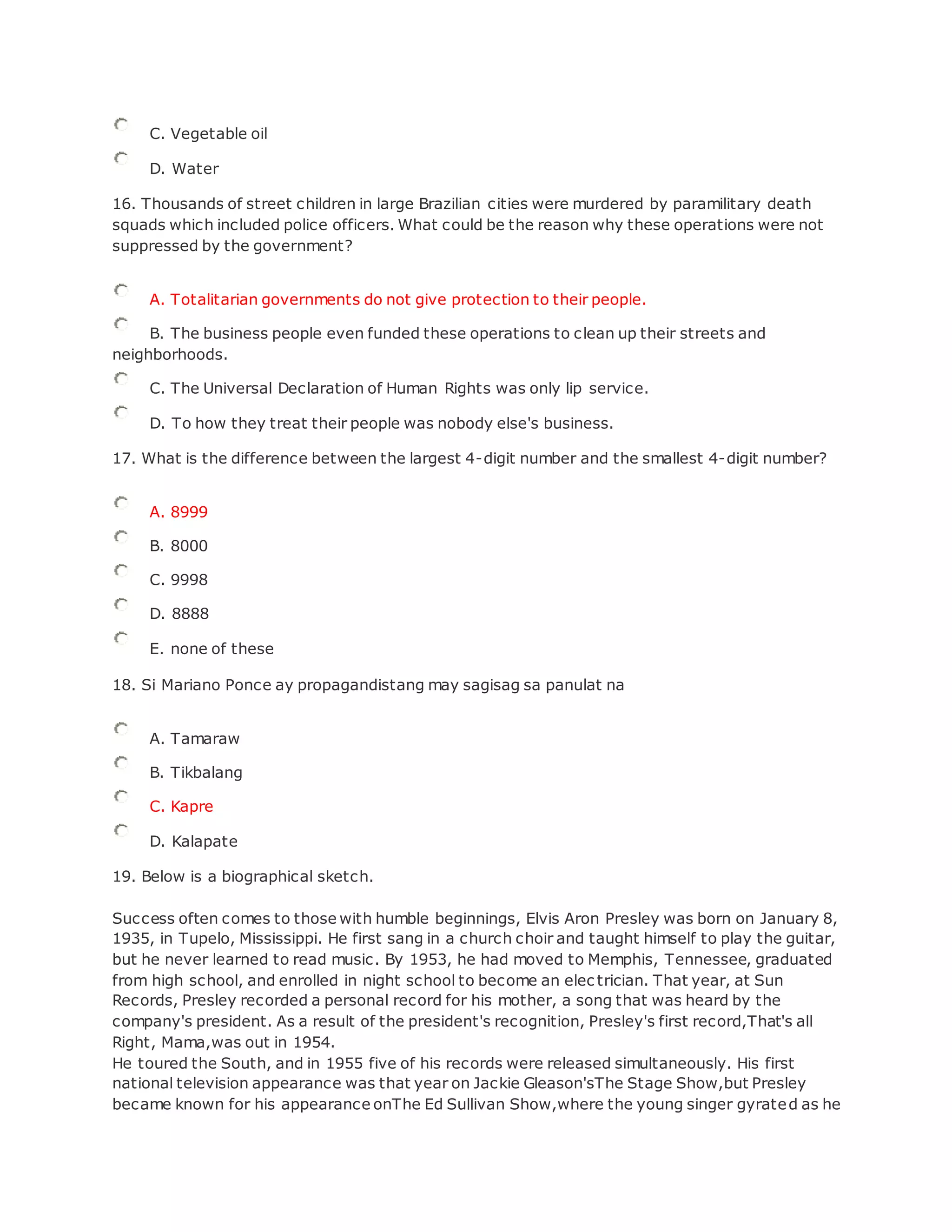 Gen edu set b | DOCX | Music | Entertainment