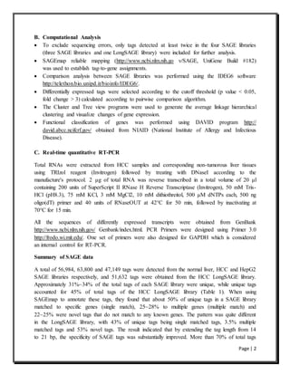 Gene expression profile analysis of human hepatocellular carcinoma using sage and long sage | PDF
