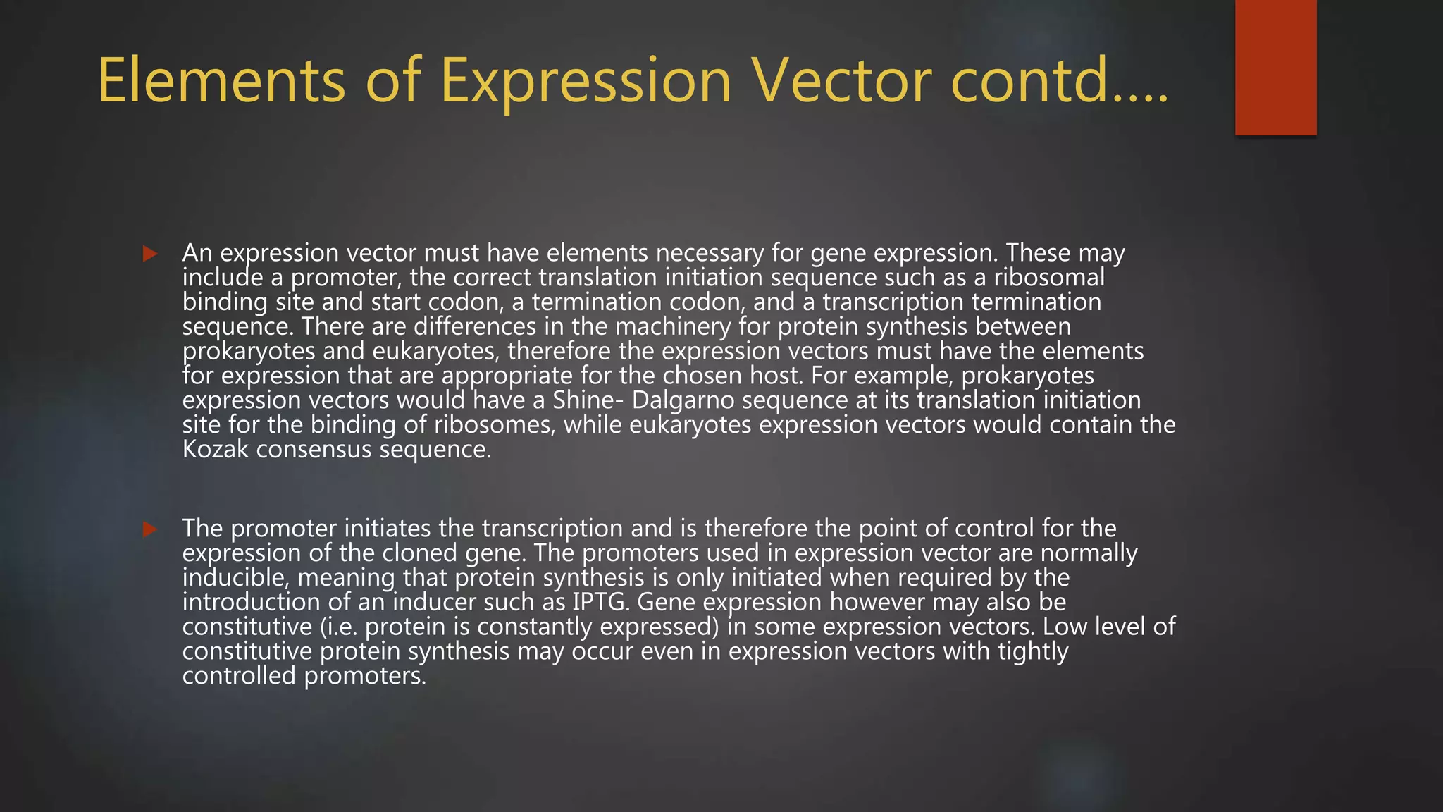Gene expression vector by tahura mariyam ansari | PPTX | Programming Languages | Computing
