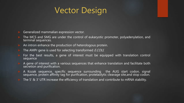 Gene expression vector by tahura mariyam ansari | PPTX | Programming Languages | Computing
