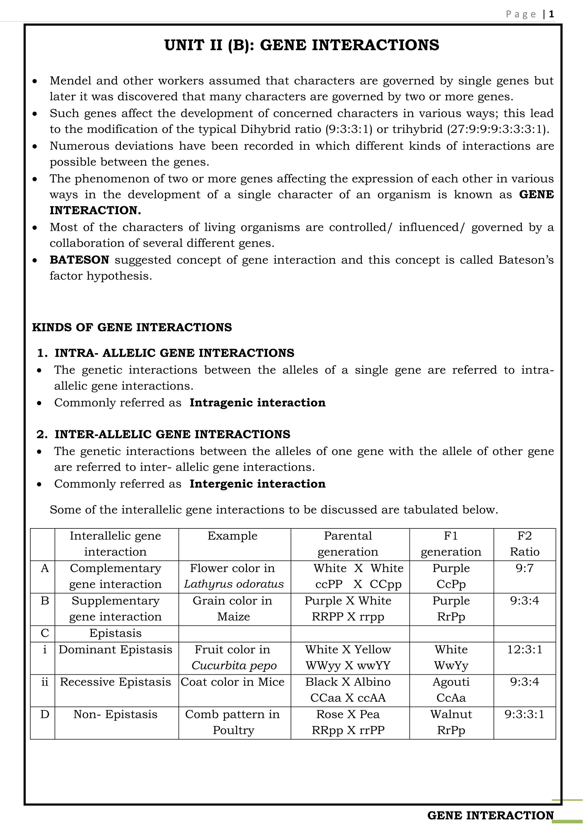 1. Gene interaction - Introduction | PDF