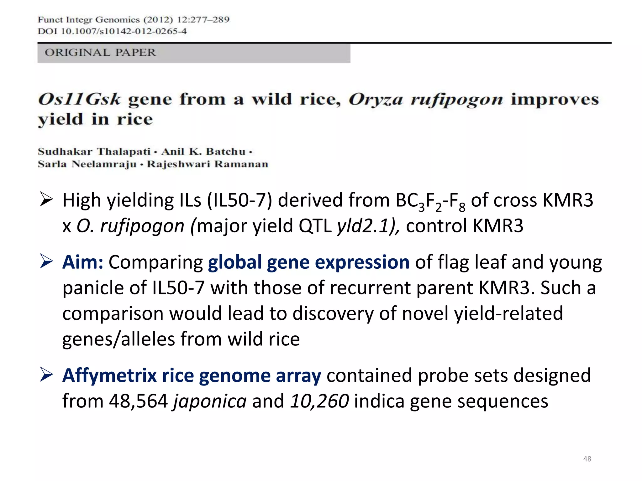 Gene introgression from wild relatives to cultivated plants | PPTX