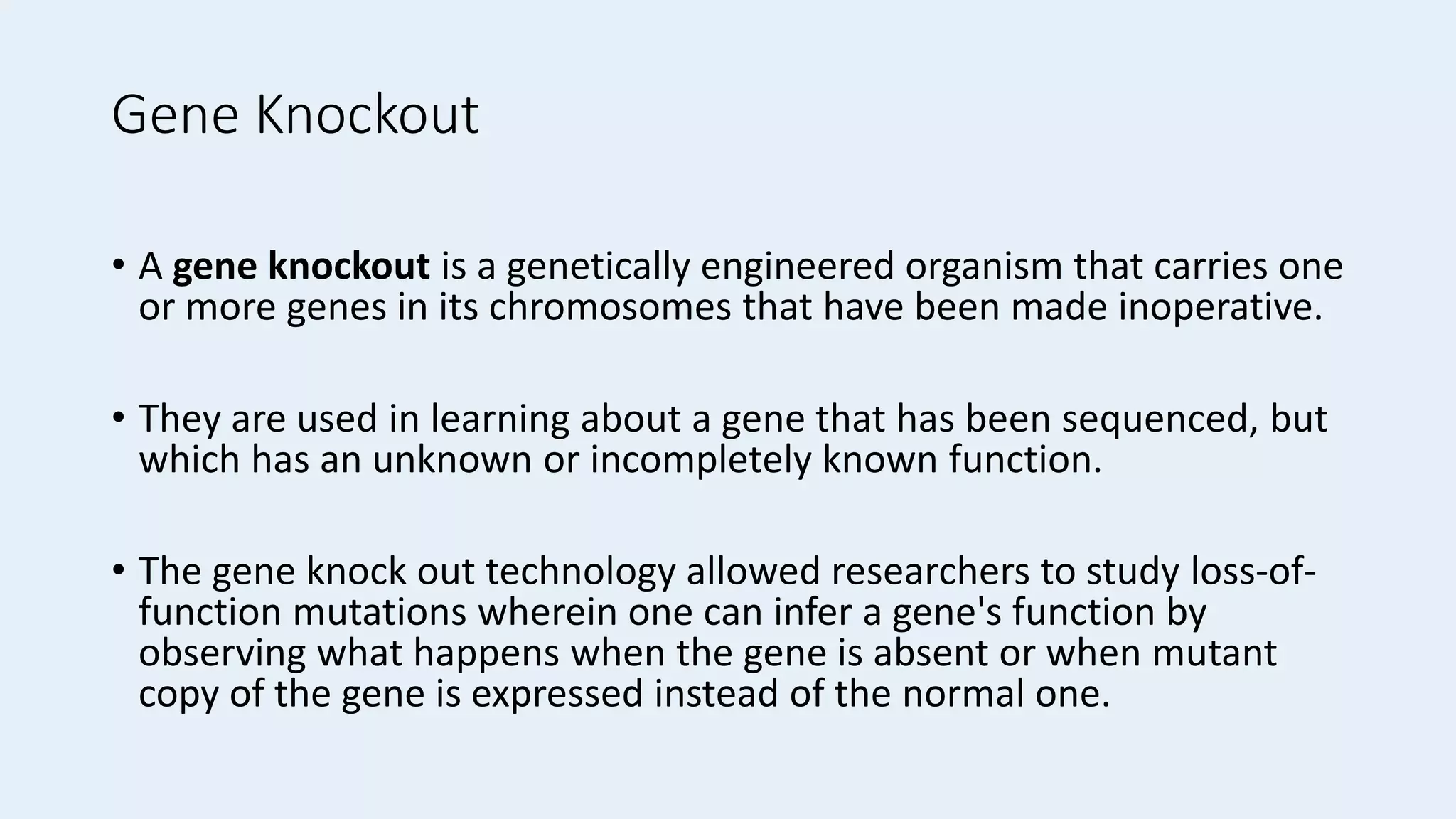Gene knockout animal models | PPTX