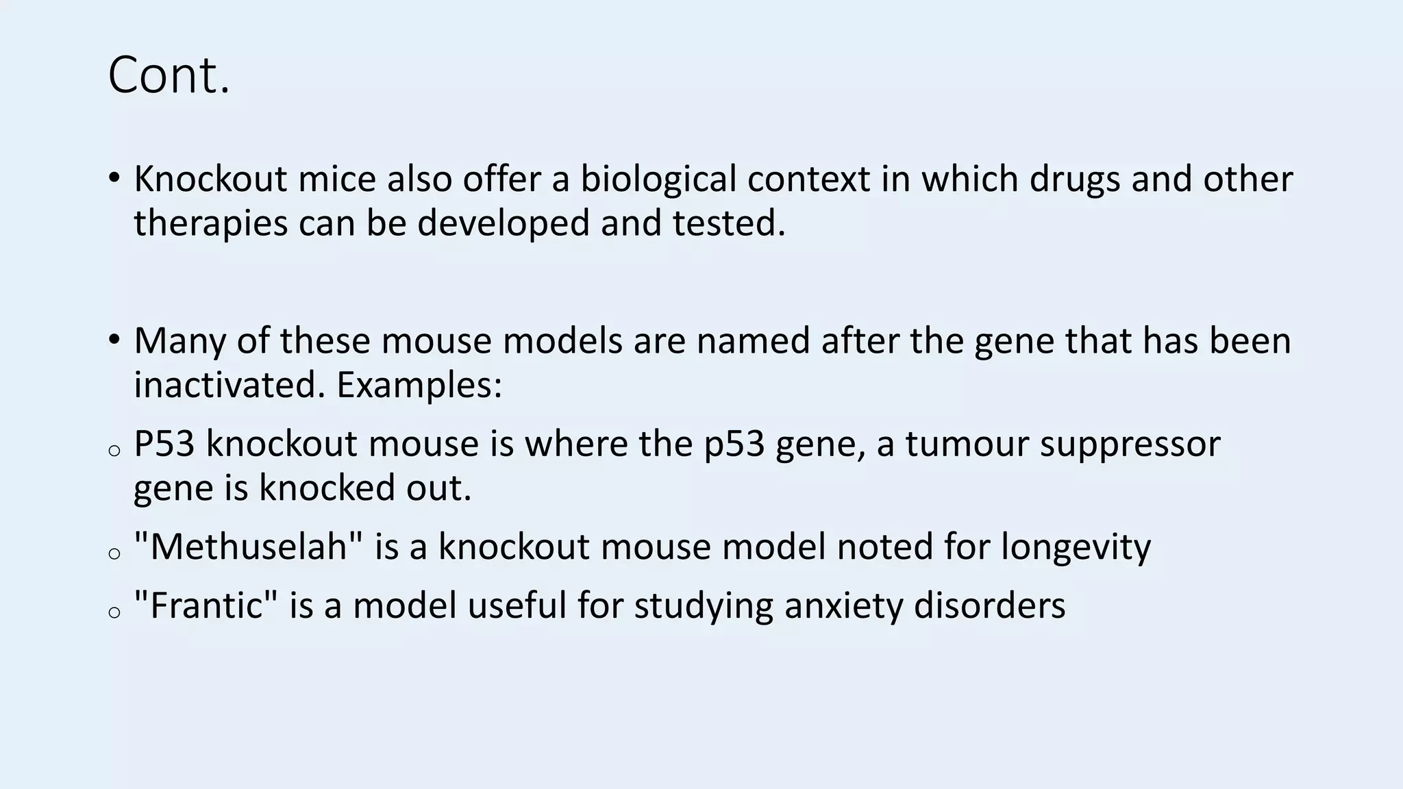 Gene knockout animal models | PPTX