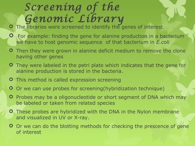 Gene library | PPT | Chemistry | Science