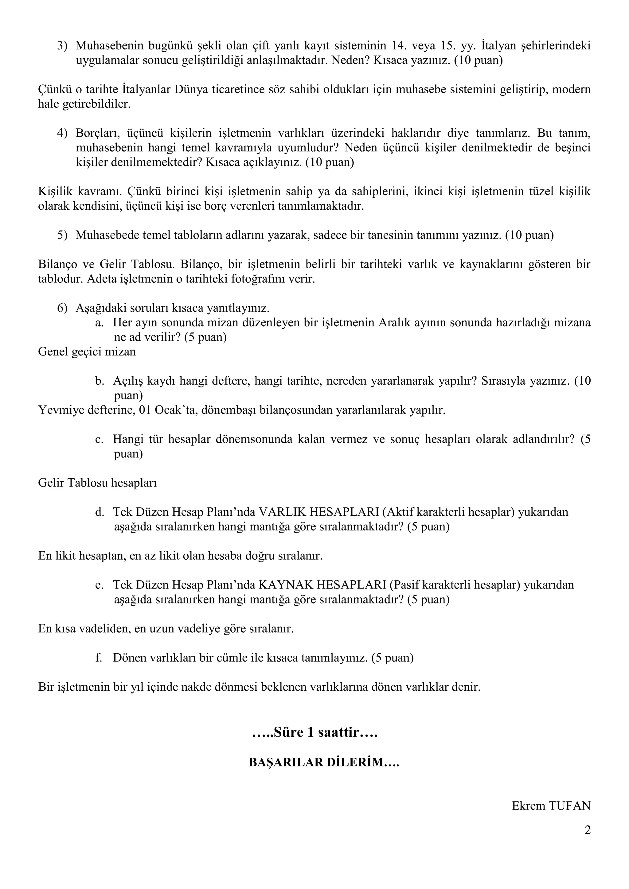 Genel muhasebe i arasınav soruları güz 2017 yanitlar | PDF