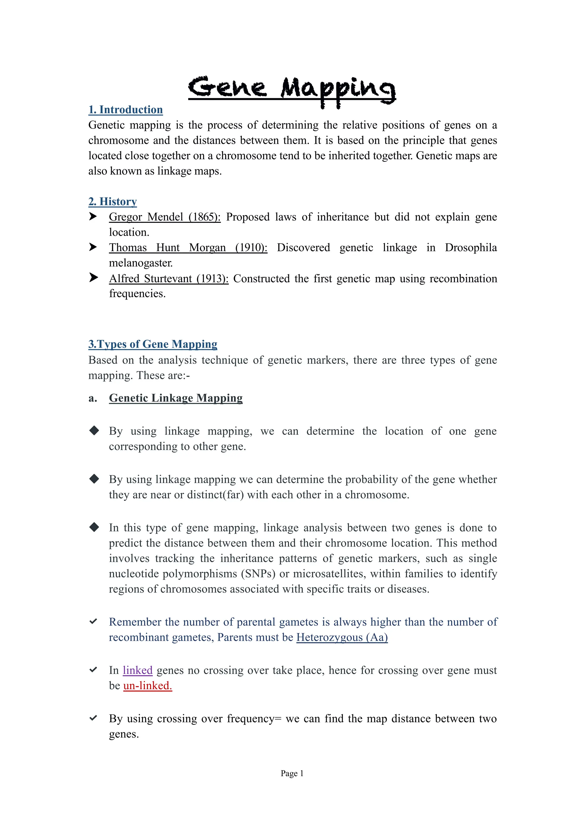 Gene Mapping / Linkage Mapping Pdf Notes | PDF