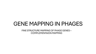 Gene mapping in phages . How the gens are traced in phages | PDF