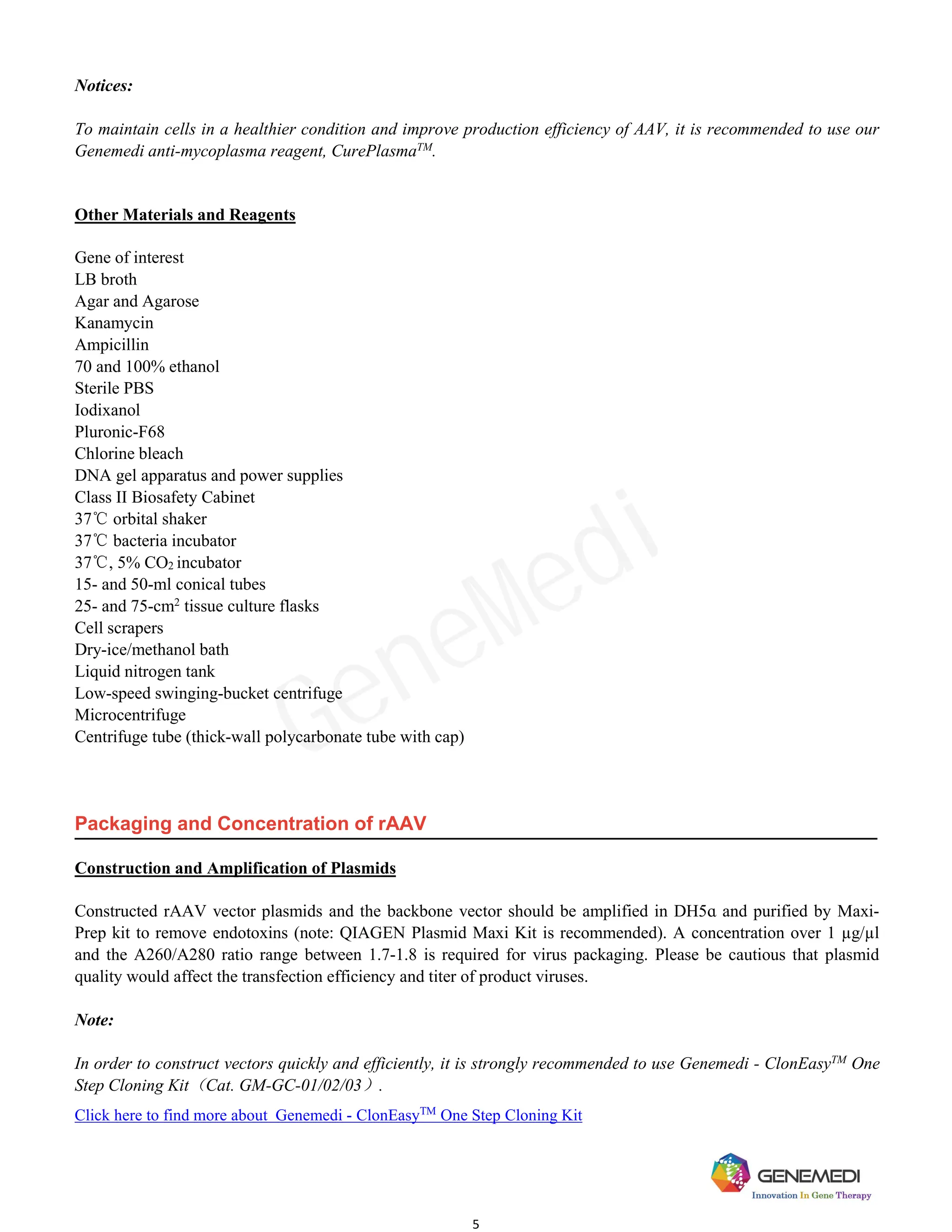 Genemedi-AAV production protocol-packaging concentration and ...