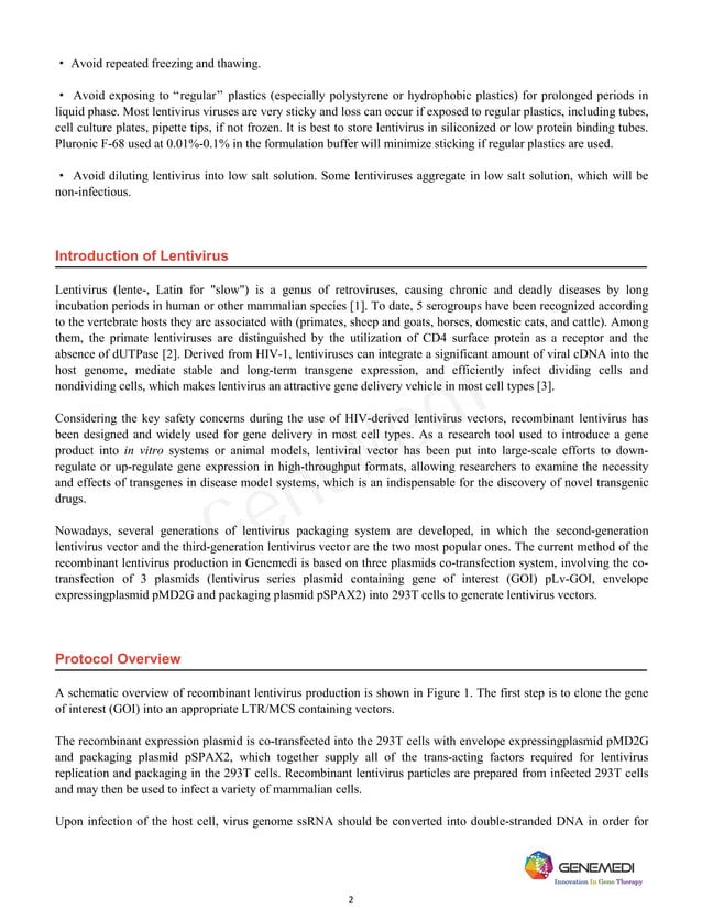 Genemedi-LV Advanced Vector Transduction Protocol | PDF