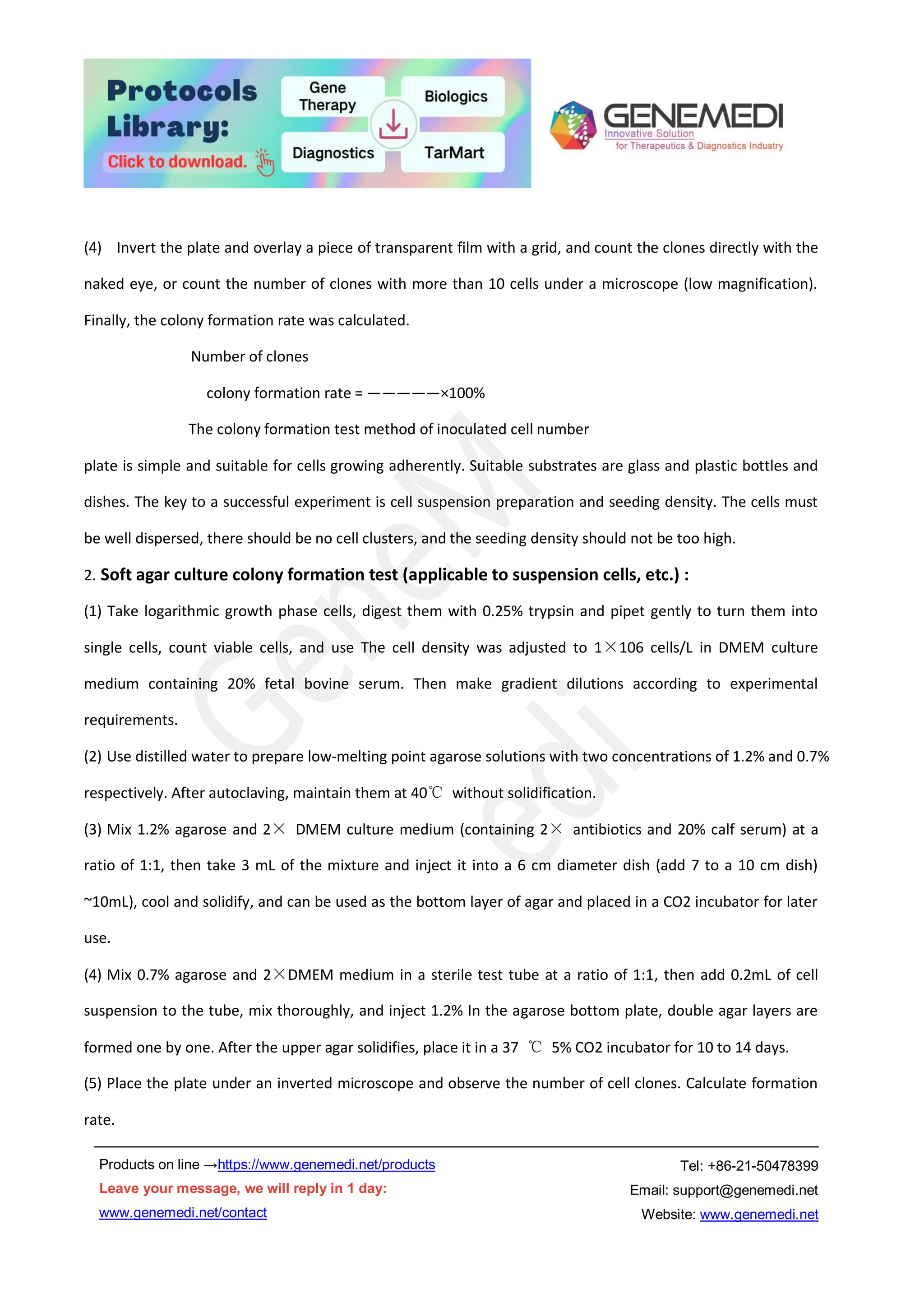 GeneMedi's Protocol Of Colony Forming Assay | PDF