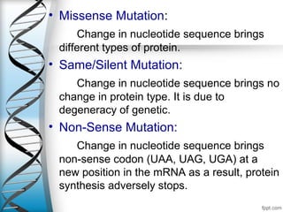 Gene mutation and its types | PPT