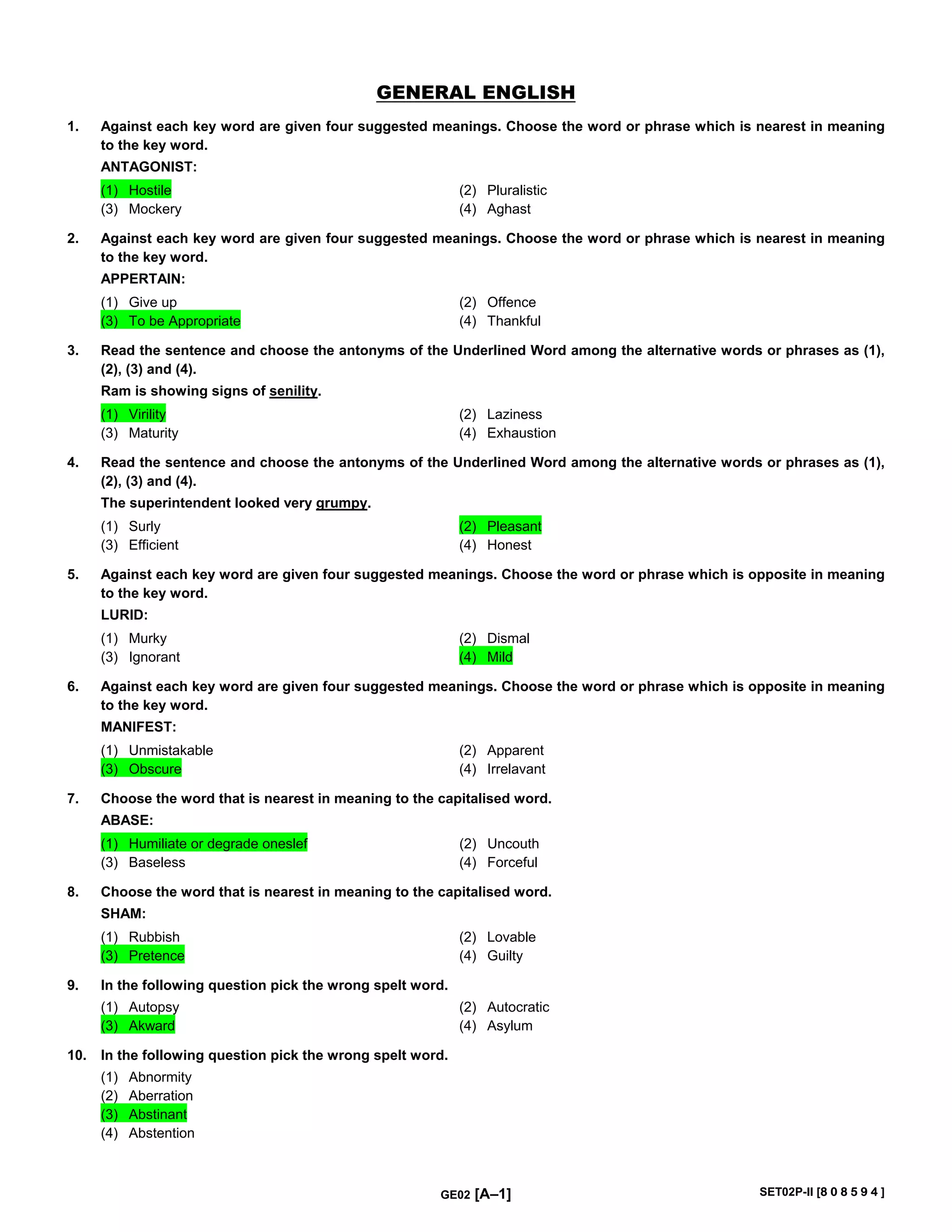 Gen english paper-ii(1) | PDF