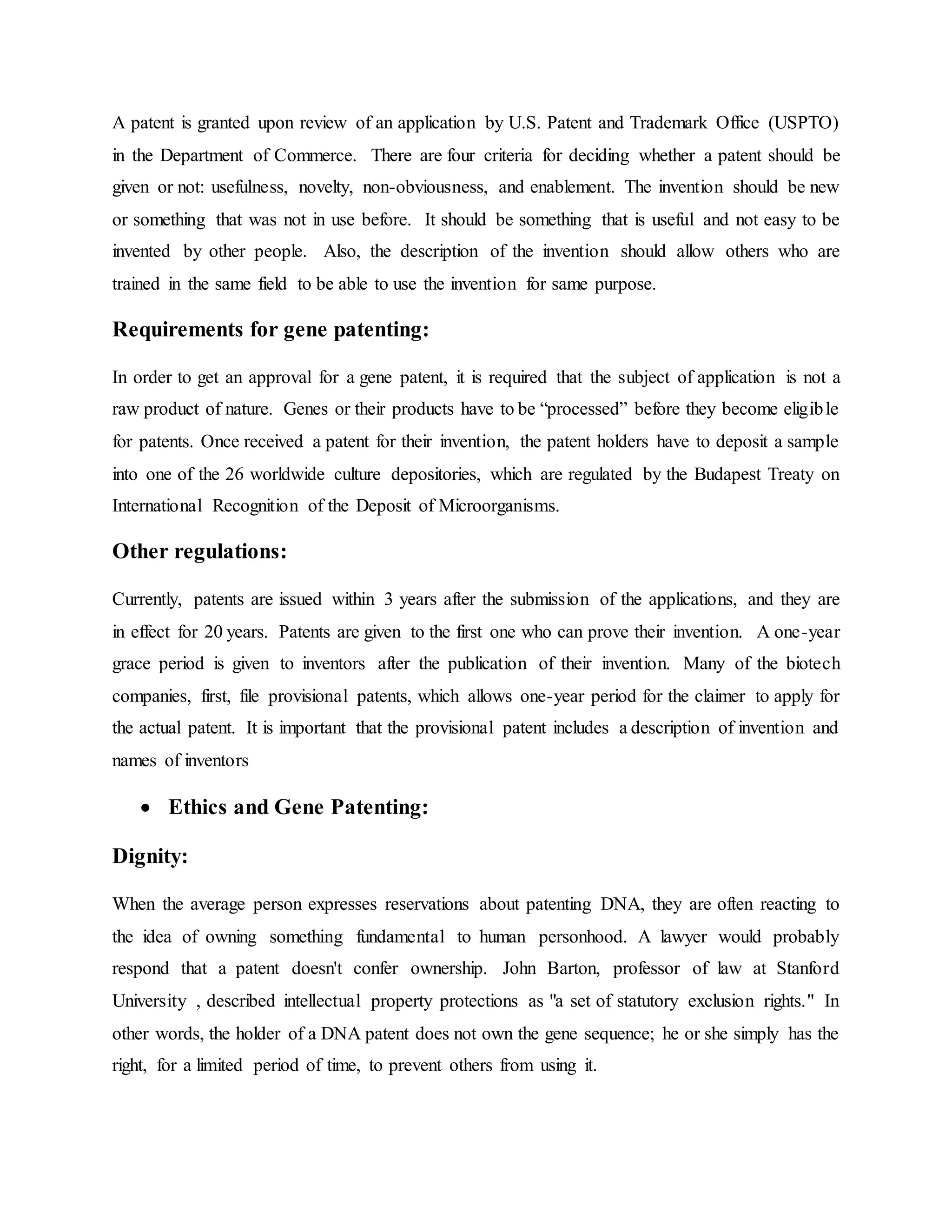 Gene patenting | DOCX