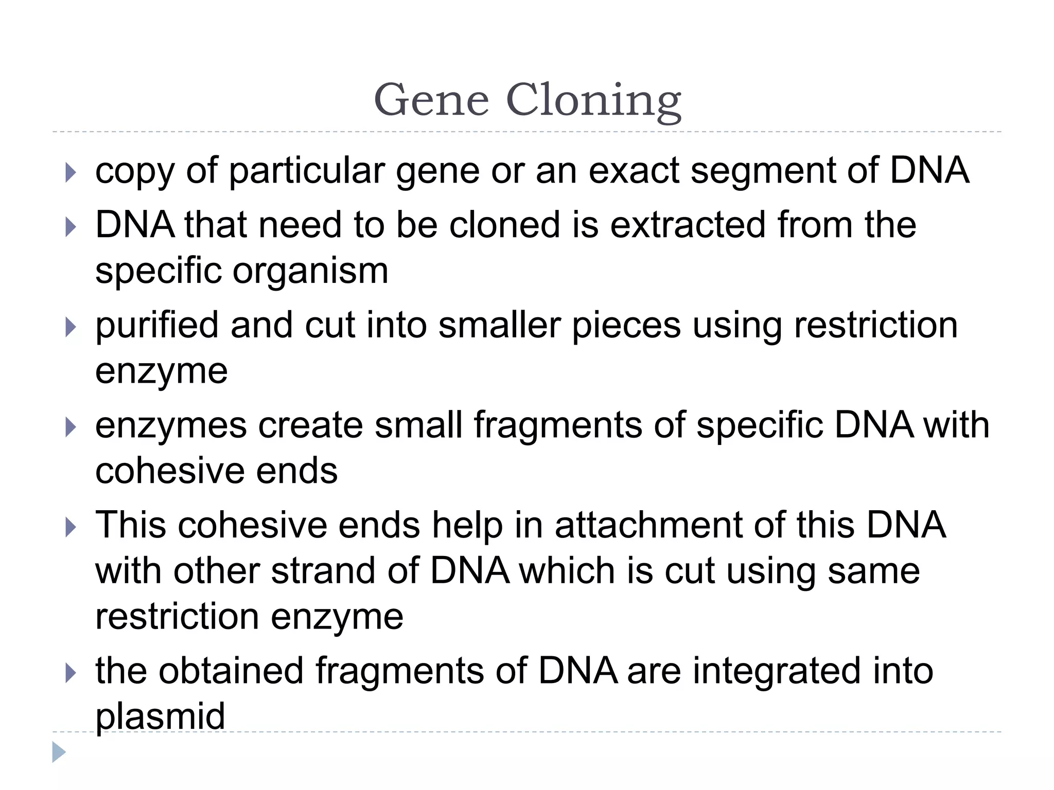Gene probes, preparation of chimeric DNA molecules, cloning | PPTX