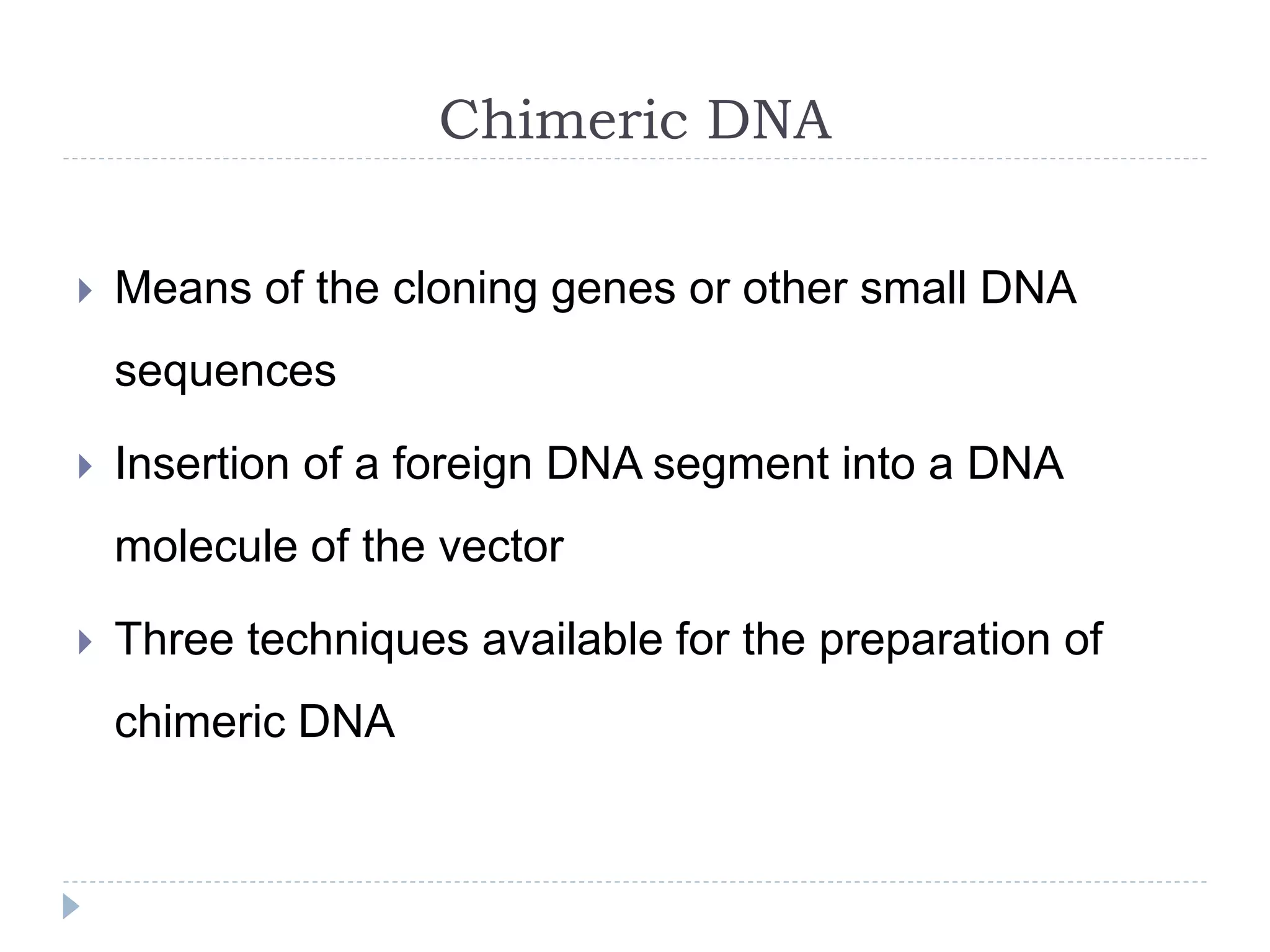 Gene probes, preparation of chimeric DNA molecules, cloning | PPTX