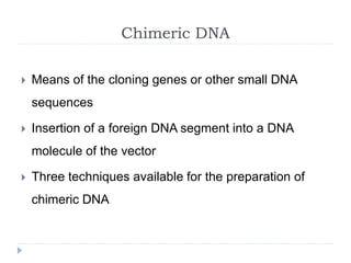 Gene probes, preparation of chimeric DNA molecules, cloning | PPTX