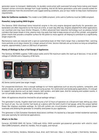 Generac 5845 xg7000 e 7,000 watt 410cc ohv gas powered portable ...