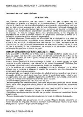 Generaciones de computadoras folleto | DOC