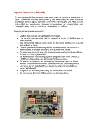 Generaciones de las computadoras | DOCX