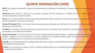 Generaciones de sistema operativos | PPTX