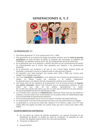 Generaciones x,y,z | DOC