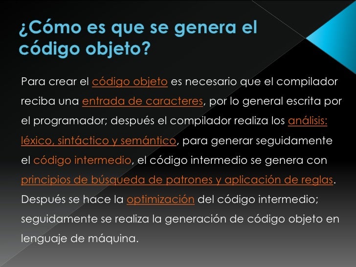 Unidad 4: Generacion de Codigo Objeto : Unidad 4: Generacion de codigo ...