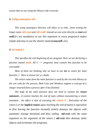 General structure of c++ | PDF