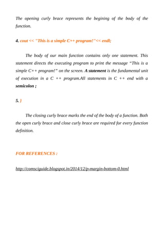 General structure of c++ | PDF