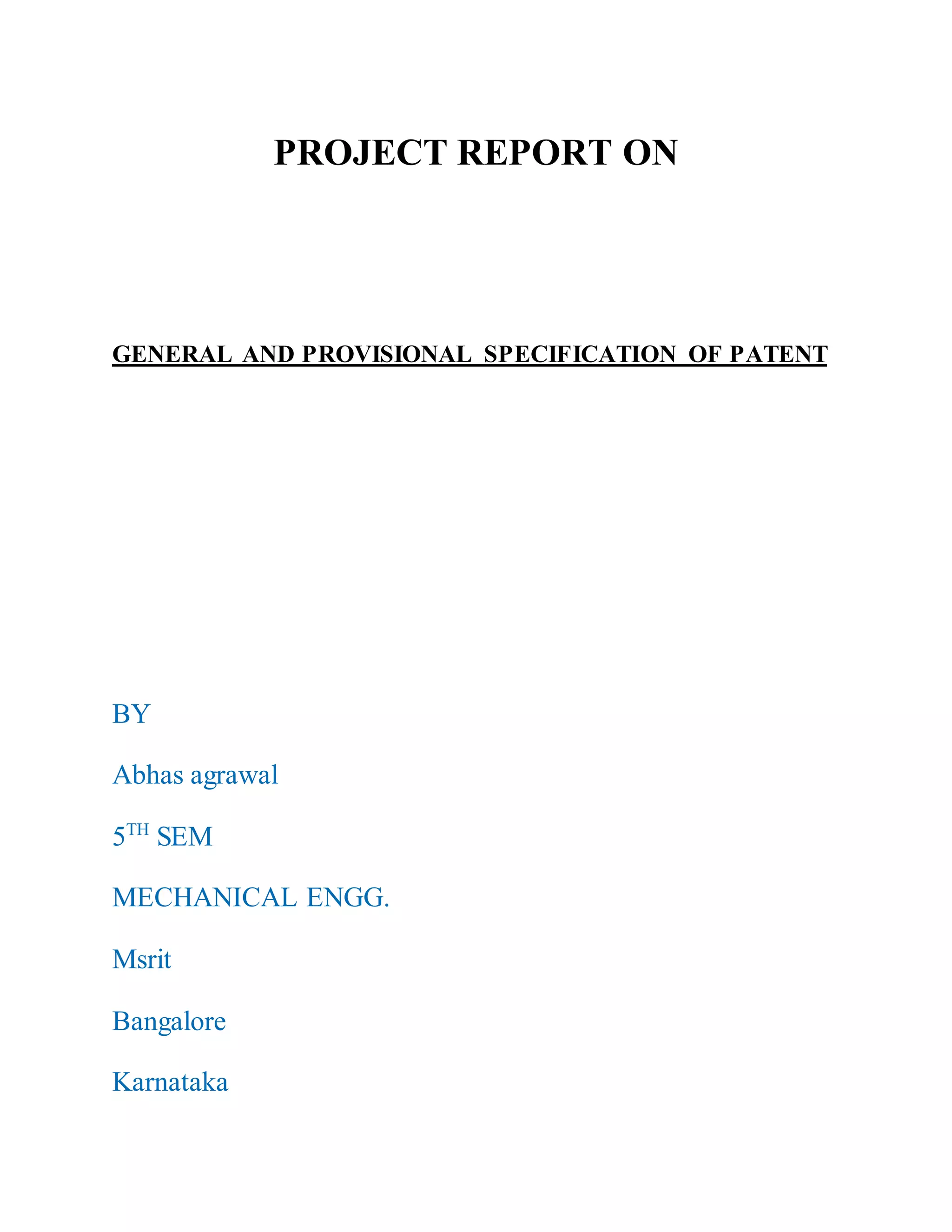 General And Provisional Specifications Of Patents | PDF