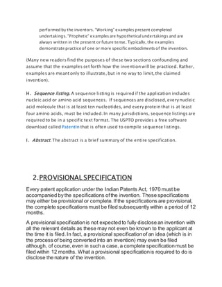 General And Provisional Specifications Of Patents | DOCX