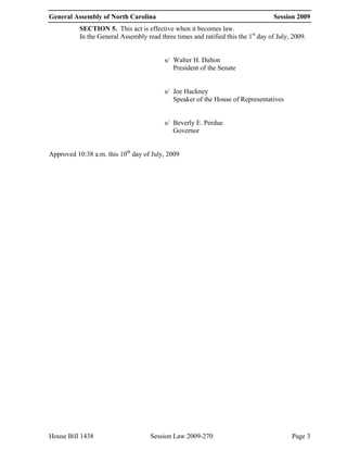 GENERAL ASSEMBLY OF NORTH CAROLINA SESSION 2009 SESSION LAW ... | PDF