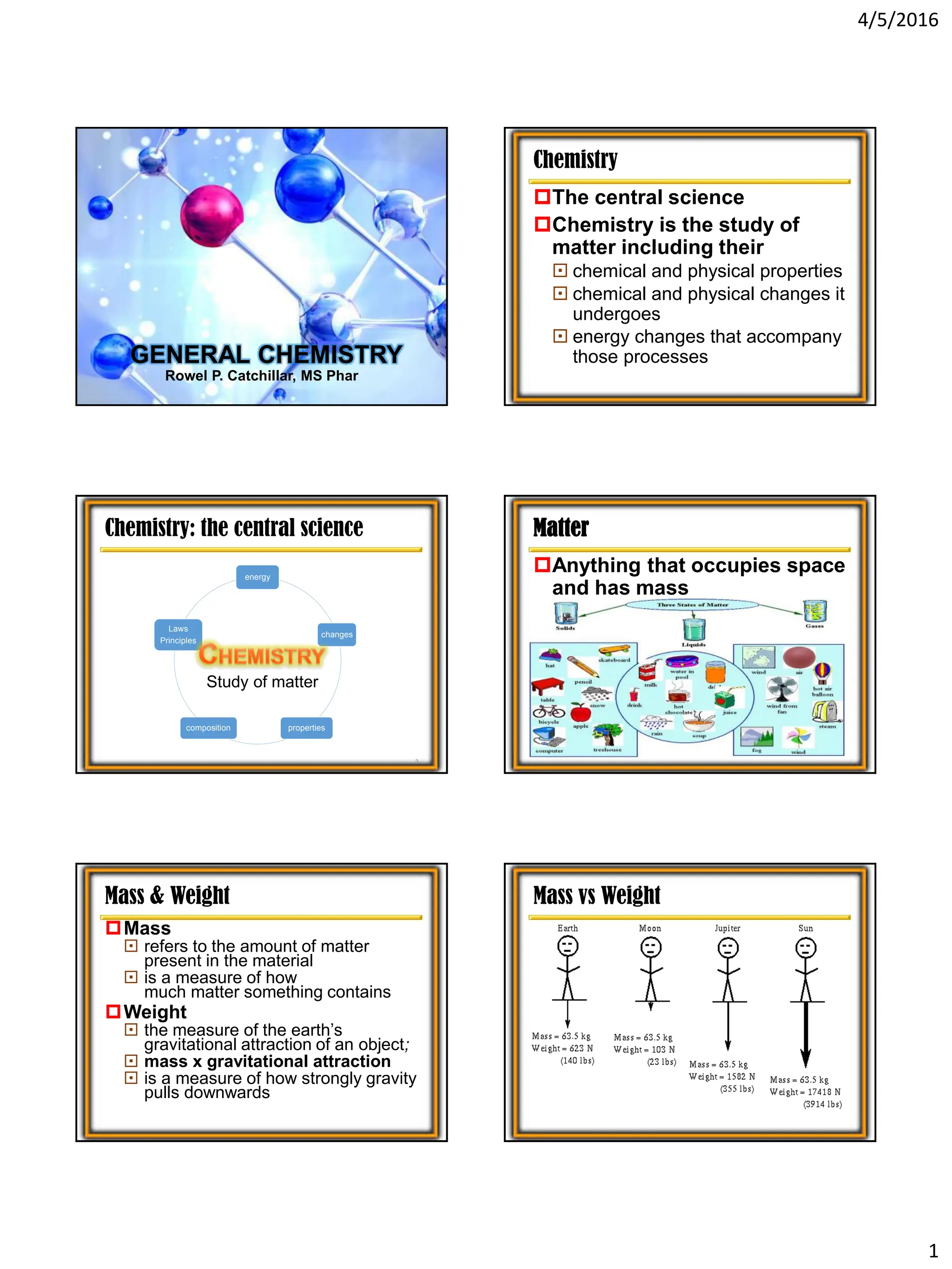 General Chemistry Handouts Introduction part | PDF