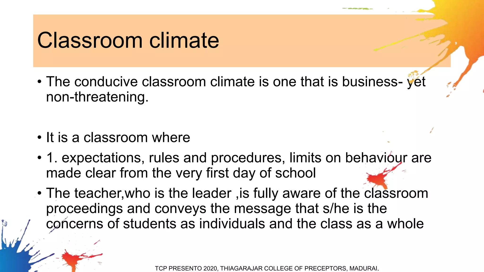 CLASSROOM CLIMATE | PPTX