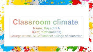 CLASSROOM CLIMATE | PPTX