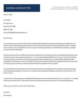 General Job Cover Letter Sample