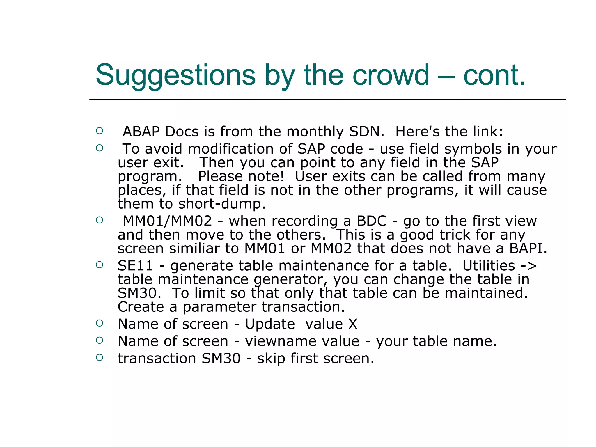 General Discussion Abap Tips | PPT