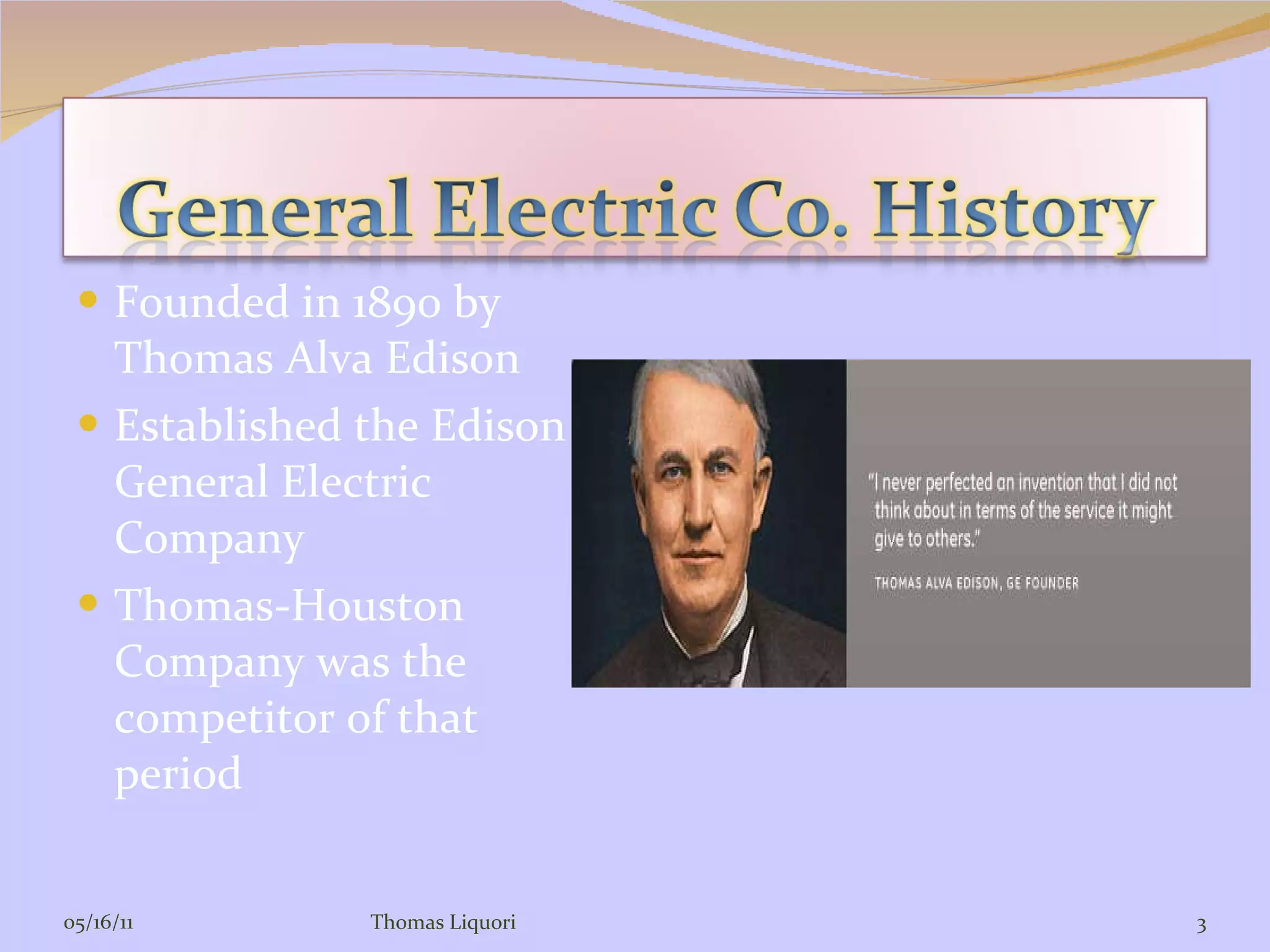 General Electric Company Outline | PPT
