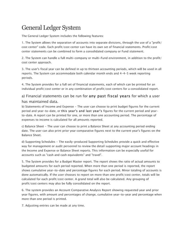 General Ledger System | PDF