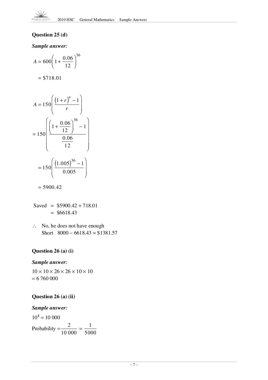 General mathematics-sample-answers-10
