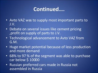 General Motors And Avto Vaz Of Russia | PPT