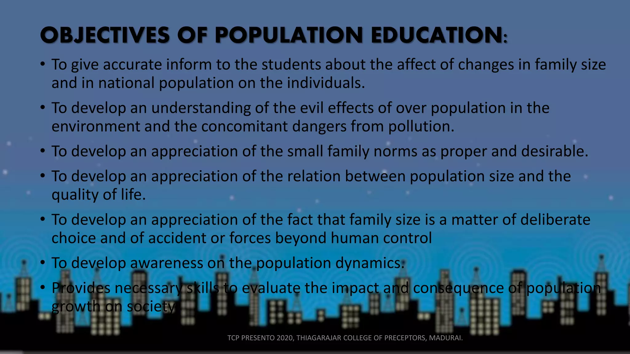 POPULATION PROBLEM AND POPULATION EDUCATION | PPT