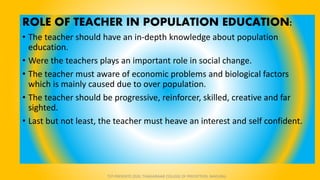 POPULATION PROBLEM AND POPULATION EDUCATION | PPT