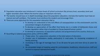 POPULATION PROBLEM AND POPULATION EDUCATION | PPT