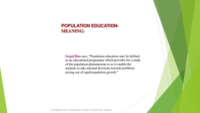 POPULATION EDUCATION | PPTX | College Education | Education